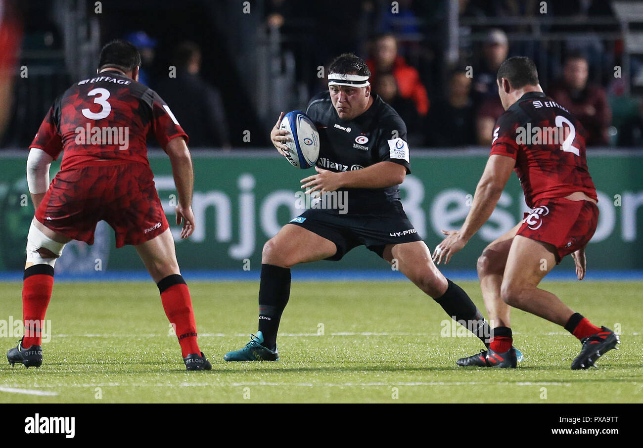 Saracens Jamie George (centre) in action during the Heineken European ...