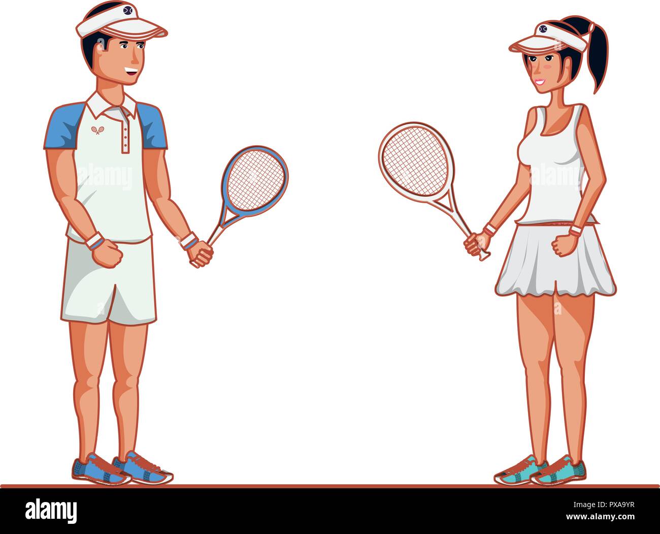 couple playing tennis avatar character vector illustration design Stock ...