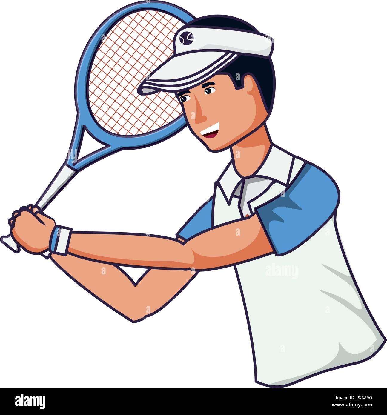 man tennis playing with racket and cap sport vector illustration design ...