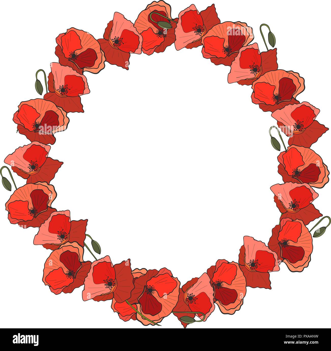 Hand poppy wreath Stock Vector Images - Alamy
