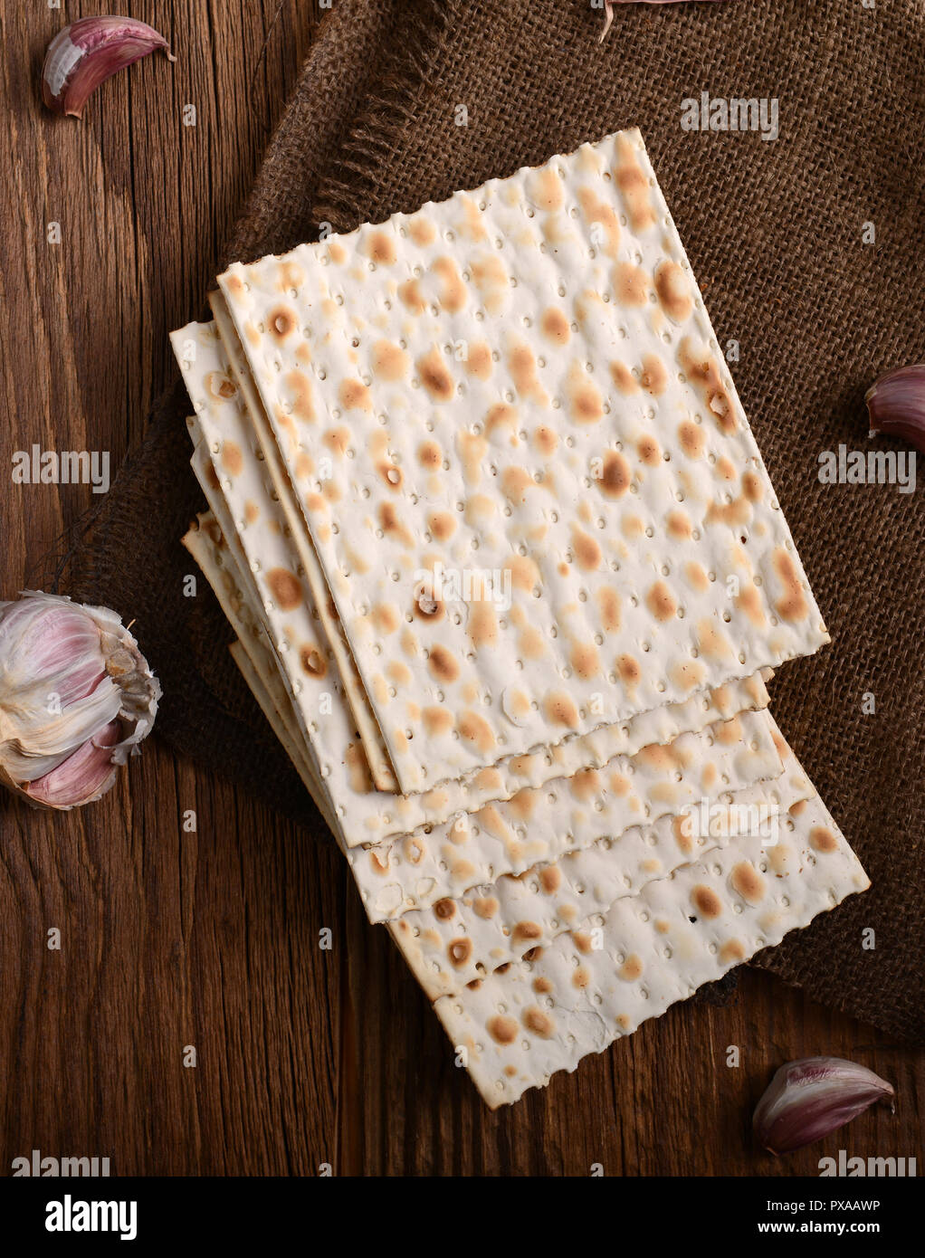 passover bread with garlic on wooden background Stock Photo - Alamy