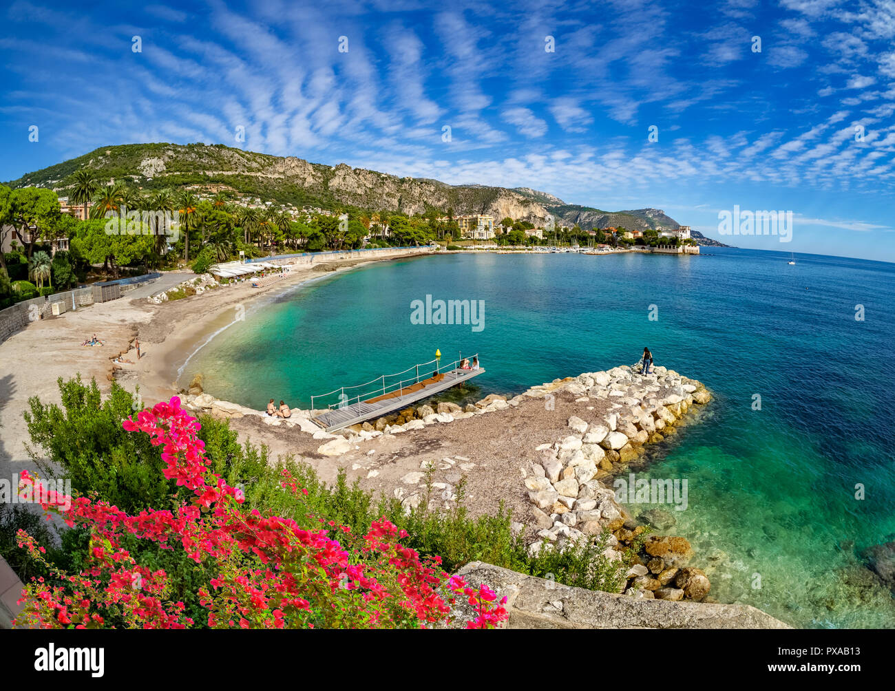 Wide panorama over Saint-Jean-Cap-Ferrat beach, on the Azur French ...