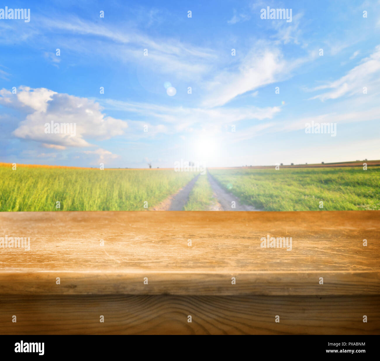 Empty table for product display montages Stock Photo - Alamy