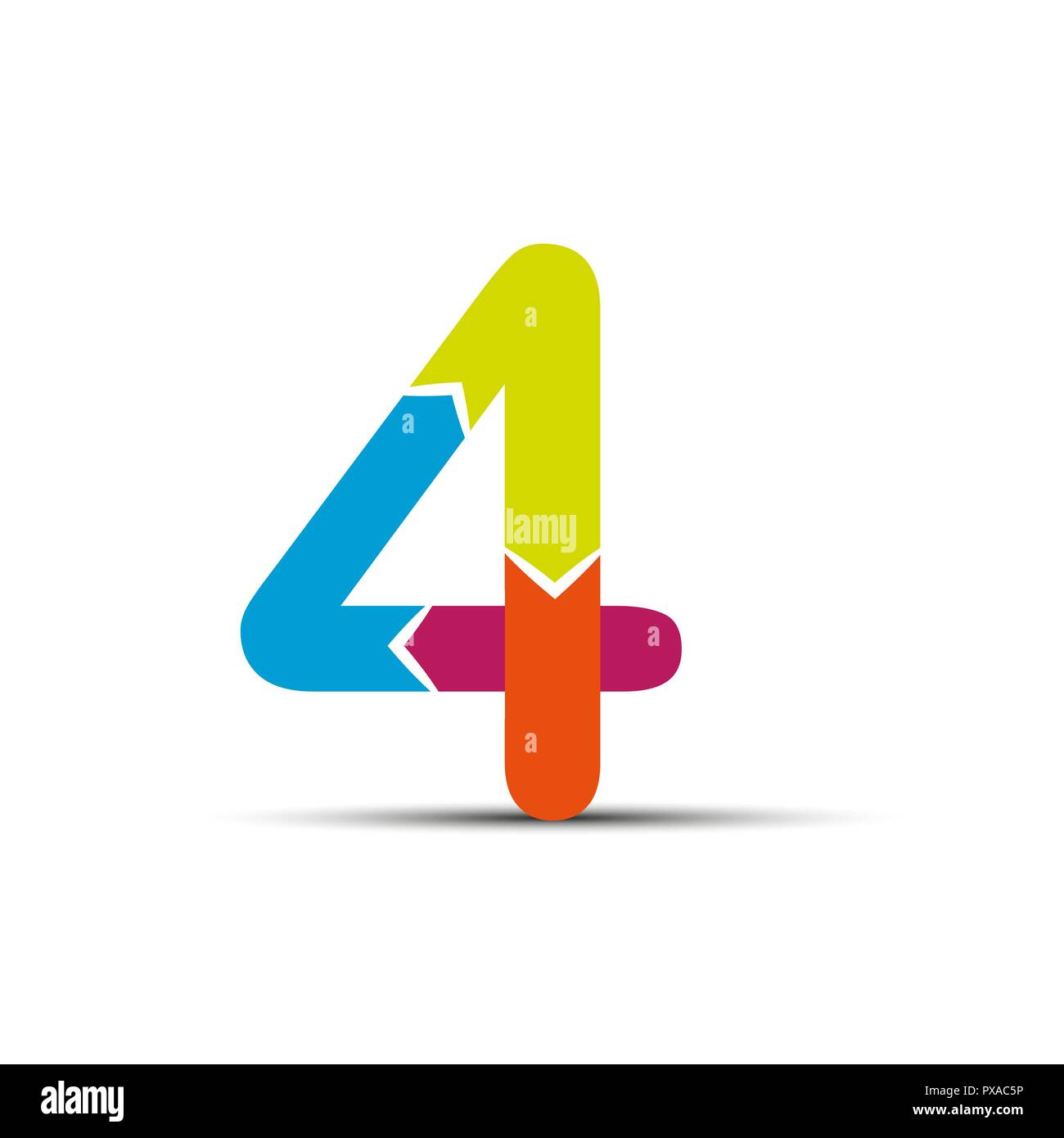 number four is drawn from four colorful arrows Stock Vector Image & Art ...