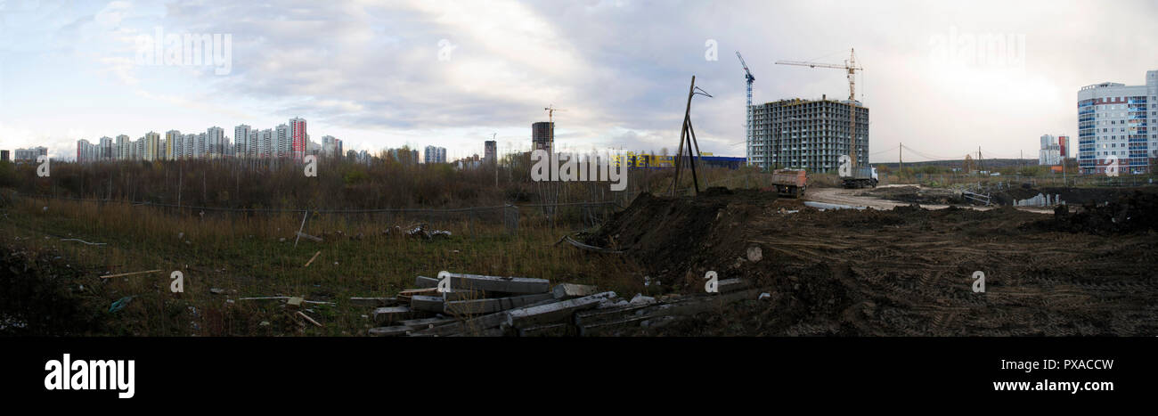 Autumn industrial panorama and the construction of new buildings in the ...