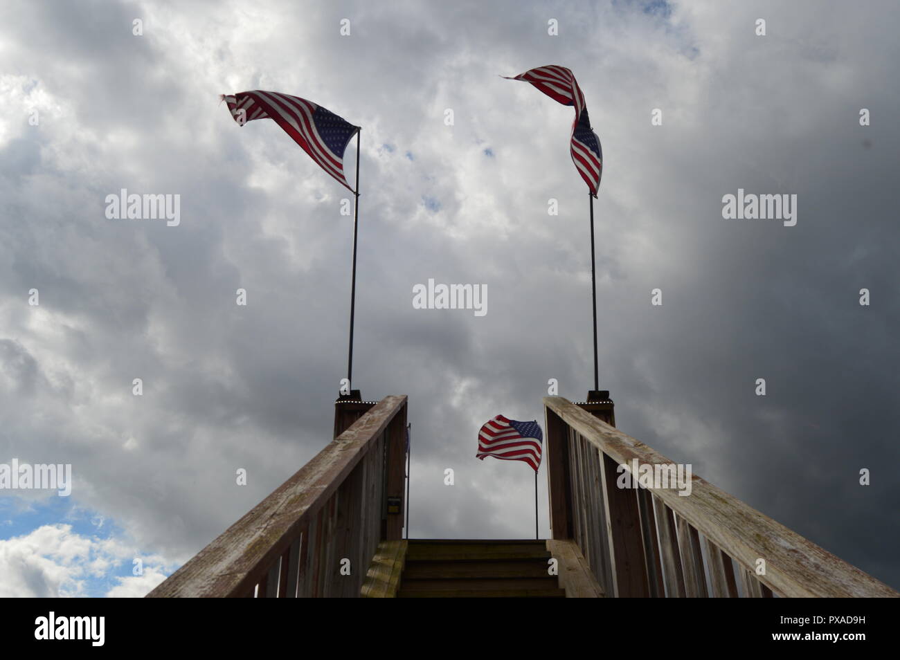 Stairs to the American flag Stock Photo - Alamy