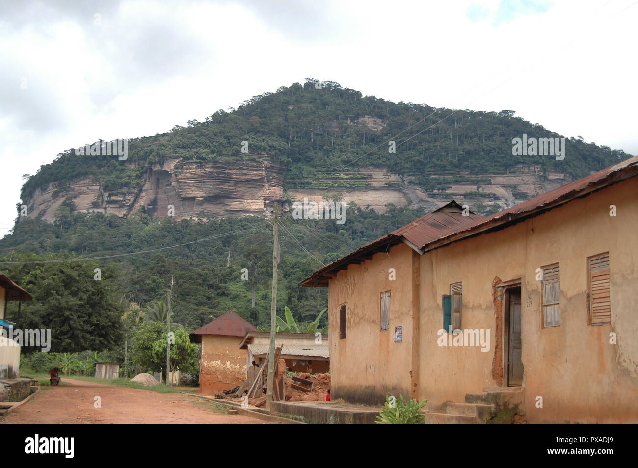 Abetifi, Ghana: July 23rd 2016 - Buildings and forested slope near ...