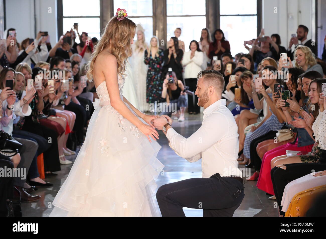 NEW YORK, NY - APRIL 14: Model Nicole Kaspar was surprised when her boyfriend Chad Stapleton ...