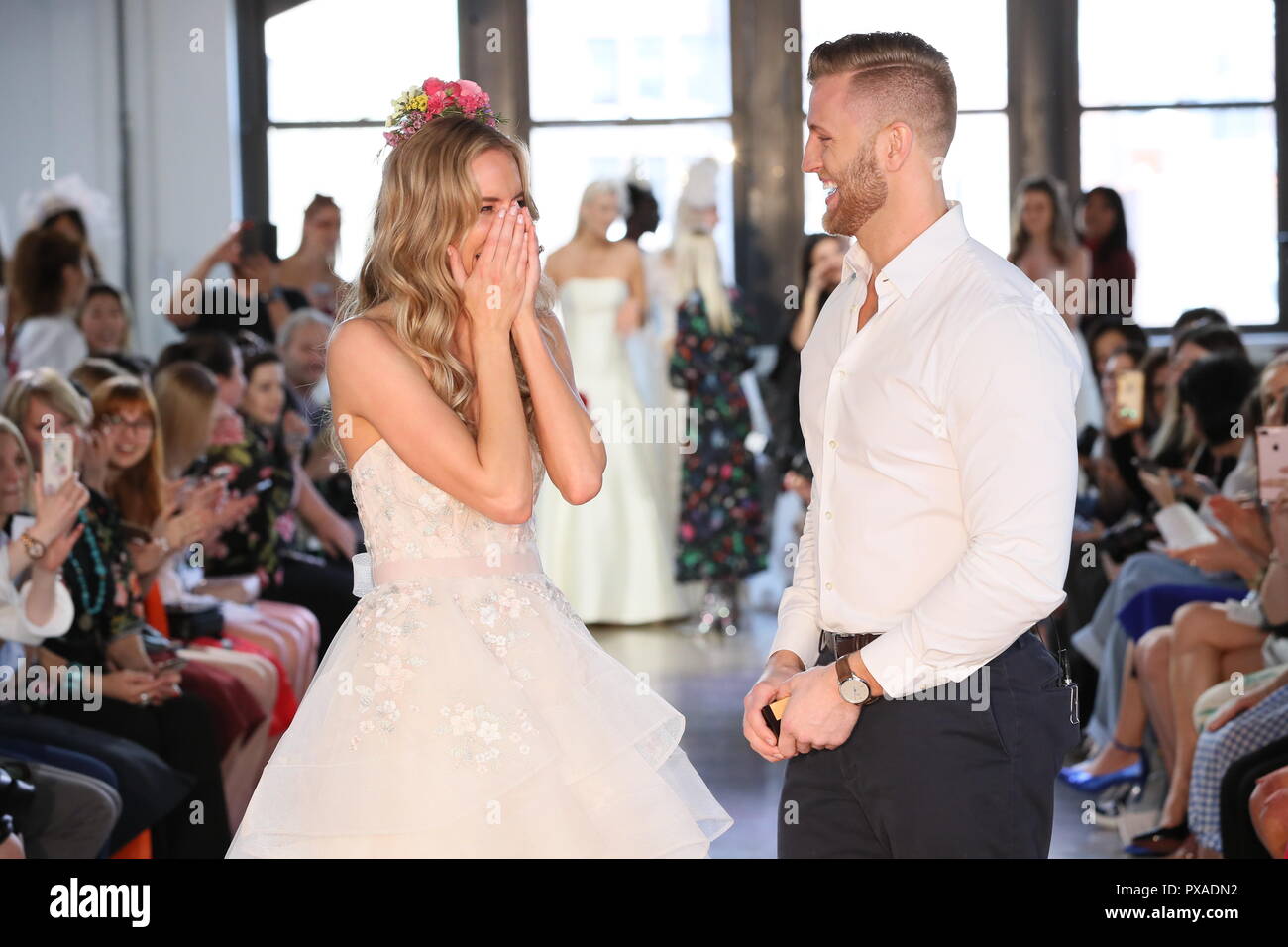 NEW YORK, NY - APRIL 14: Model Nicole Kaspar was surprised when her boyfriend Chad Stapleton ...