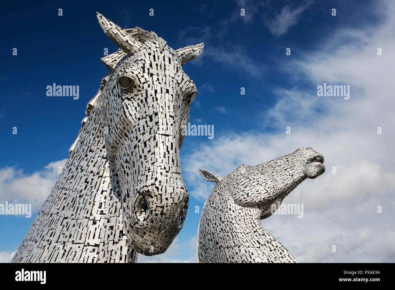 The Kelpies, steel sculptures by the artist Andy Scott at the Helix, in ...