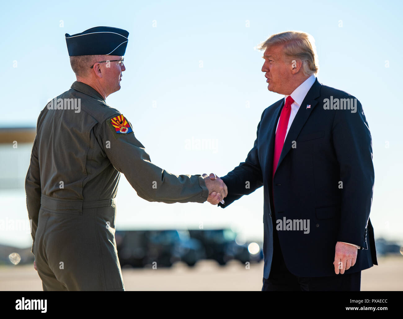 President Donald J. Trump, is greeted by Brig Gen. Todd Canterbury ...