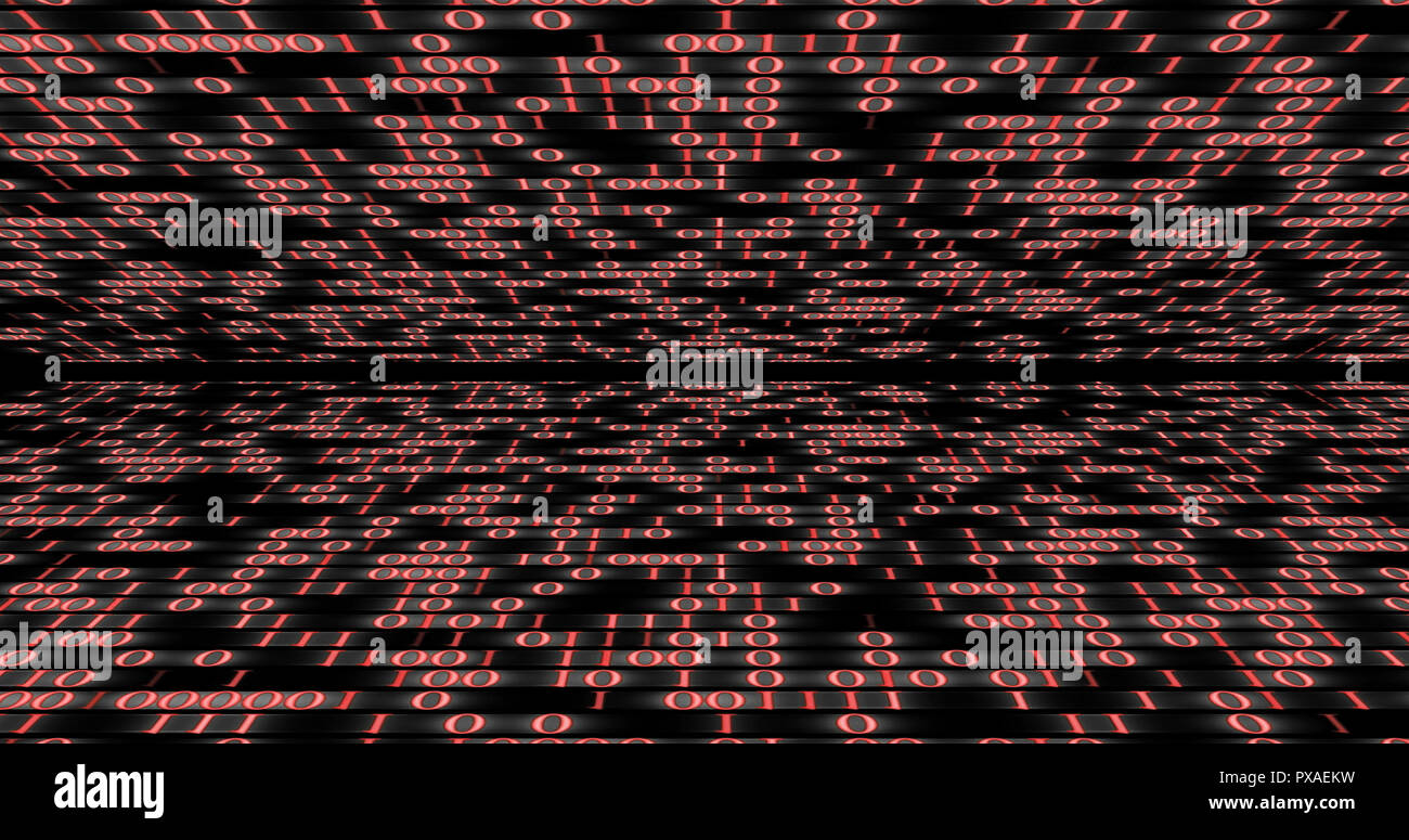 set of random binary code glowing on a black background Stock Photo - Alamy