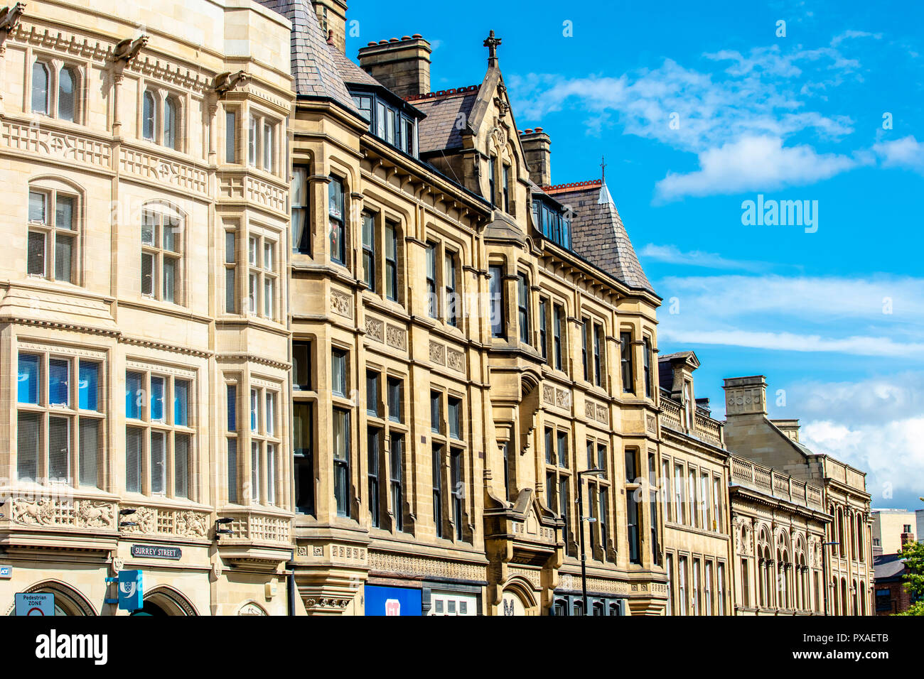 Sheffield, UK - Aug 30 2018: Peace Garden public open town hall square ...