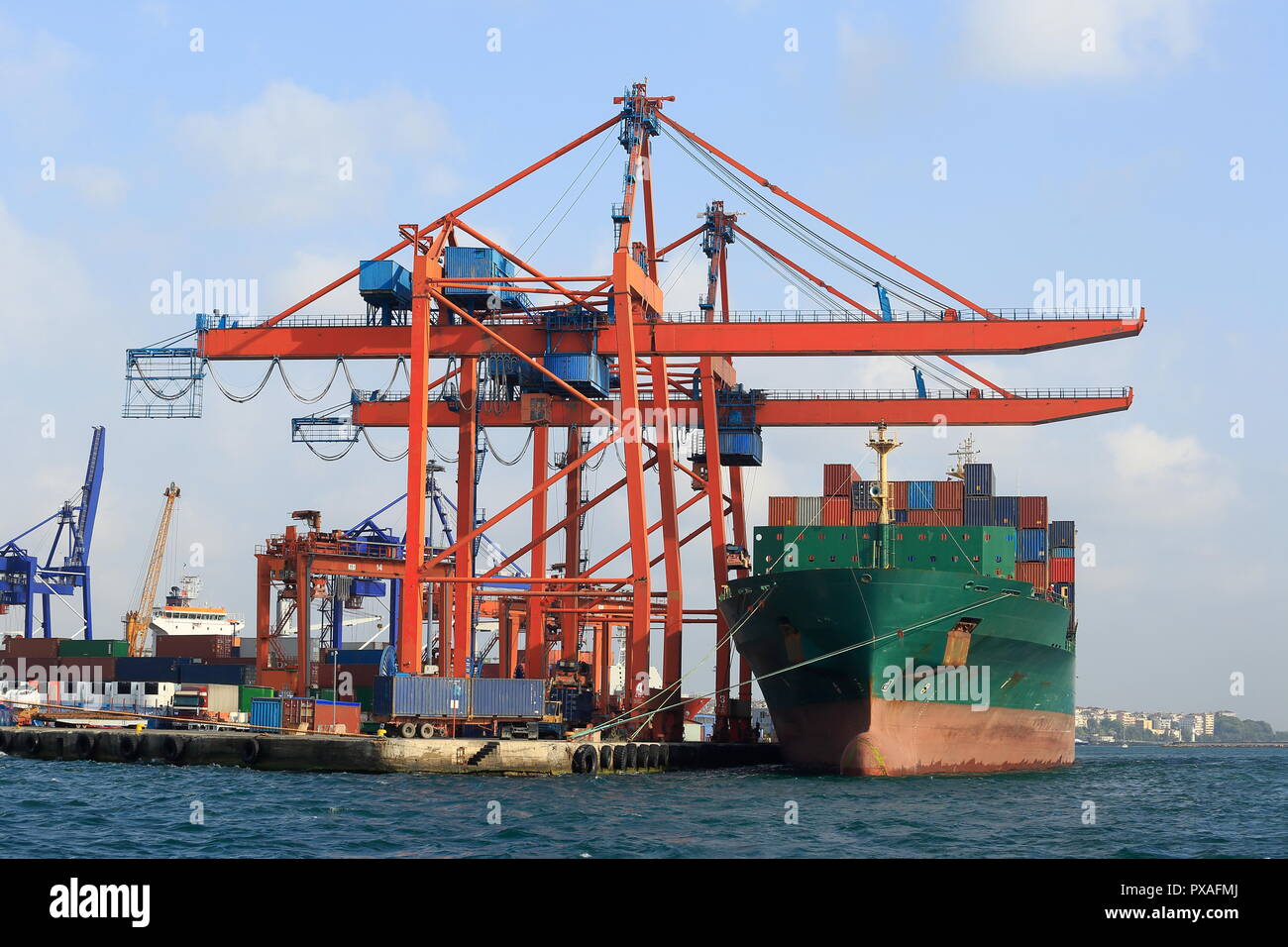 Container loading in port Stock Photo - Alamy