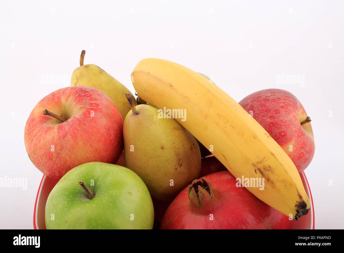 Composition of fresh fruits on white background Stock Photo - Alamy
