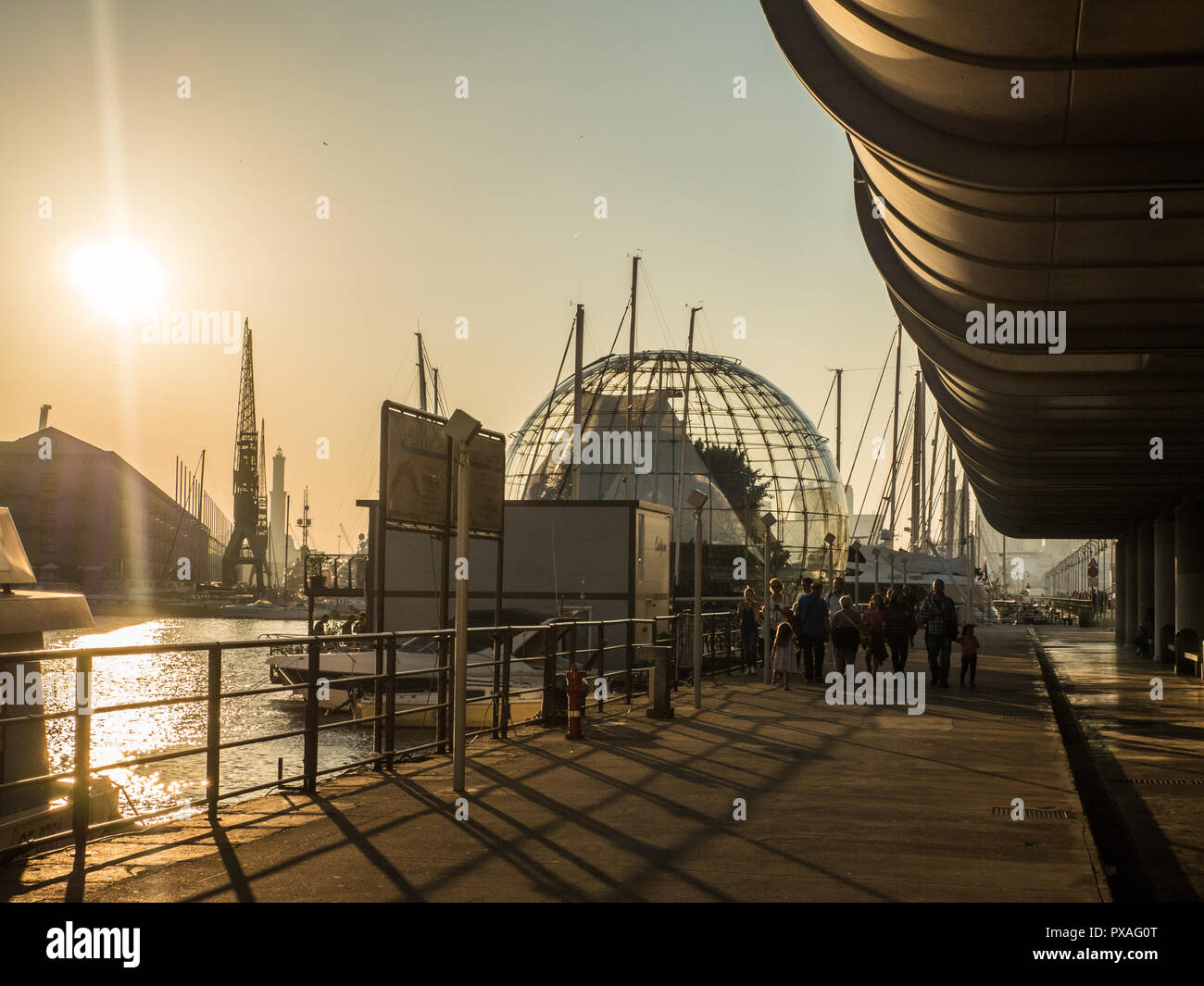 The Biosphere (glass & steel dome designed by Renzo Piano) next to the ...