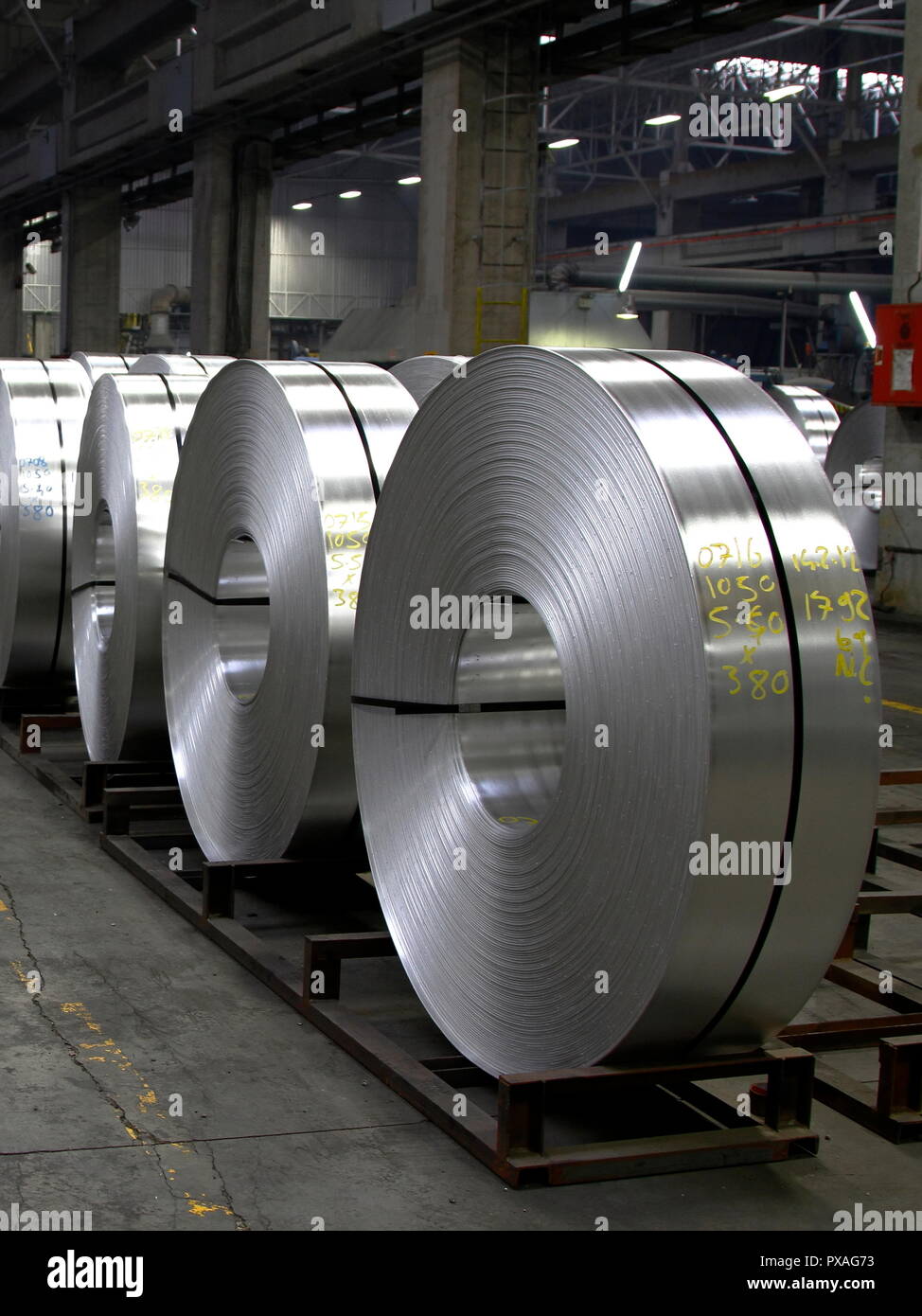 Completed the production of aluminum sheet coils Stock Photo - Alamy