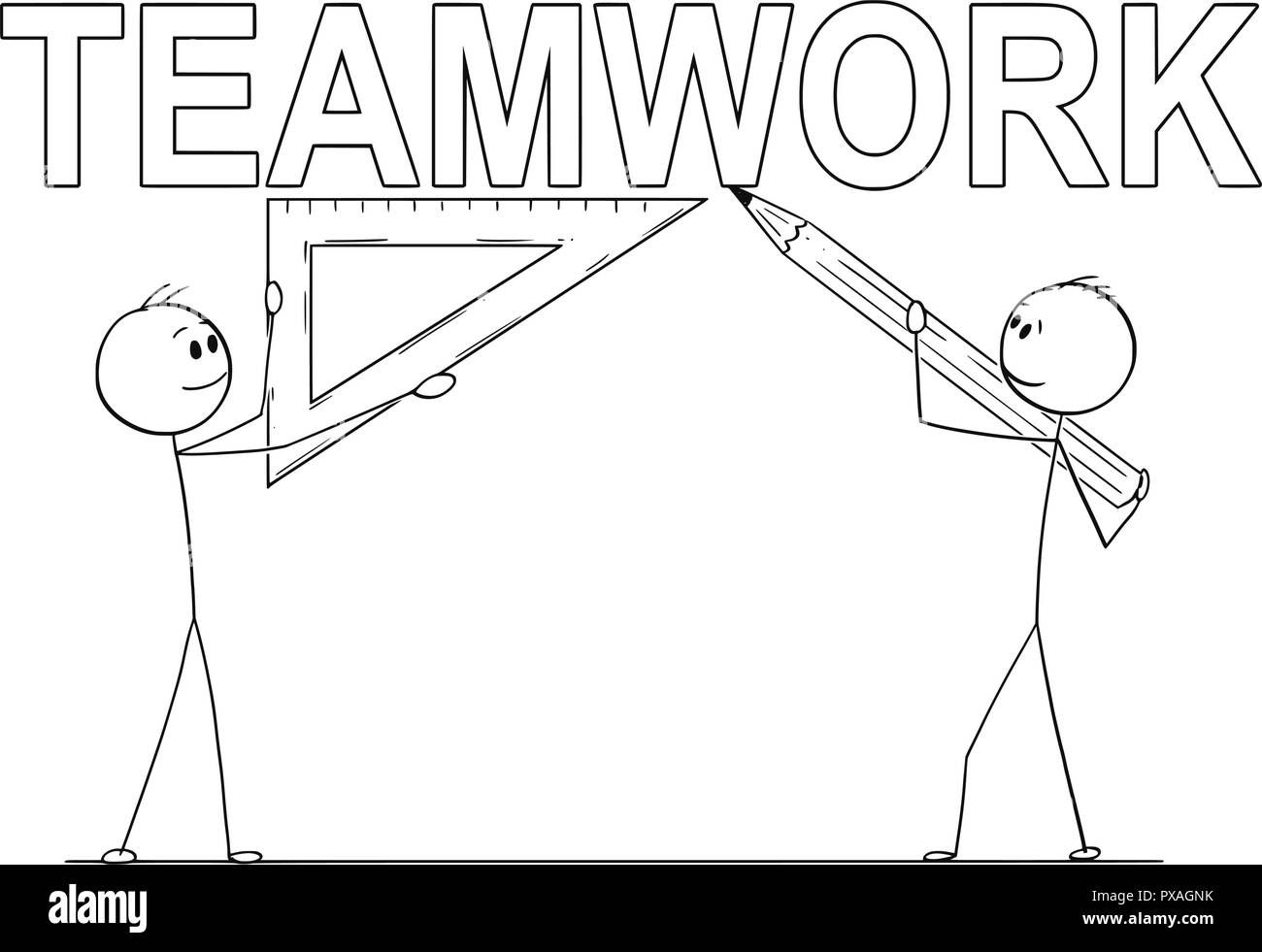 Cartoon of Two Businessmen Holding Pencil and Triangle Ruler and ...