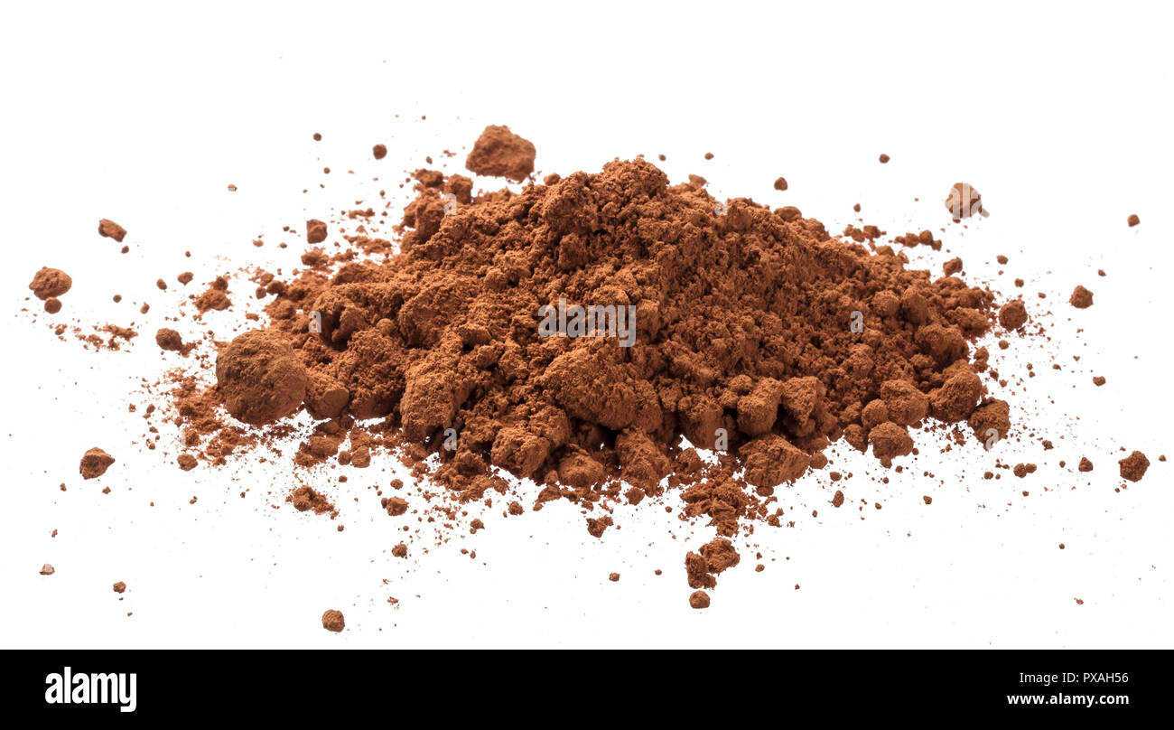 Pile cocoa powder isolated on white background Stock Photo - Alamy