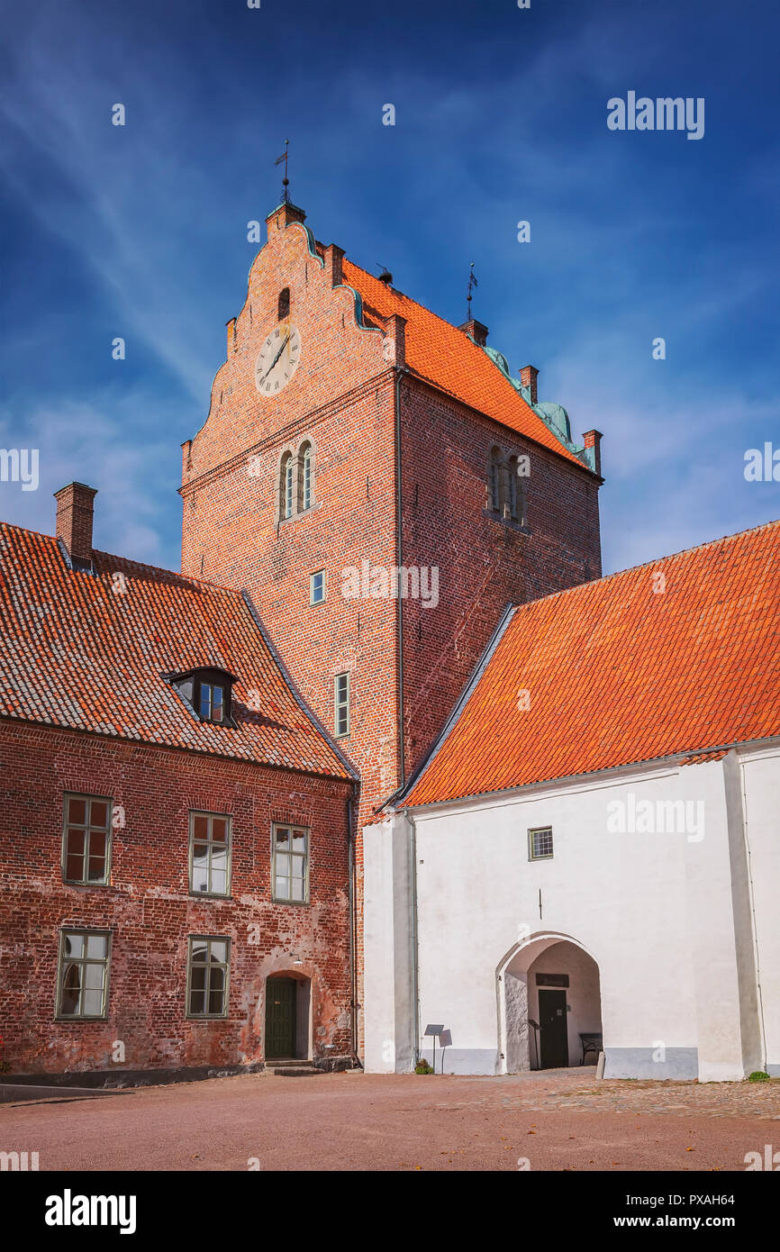 Medieval brick tower. Backaskog, Sweden Stock Photo - Alamy