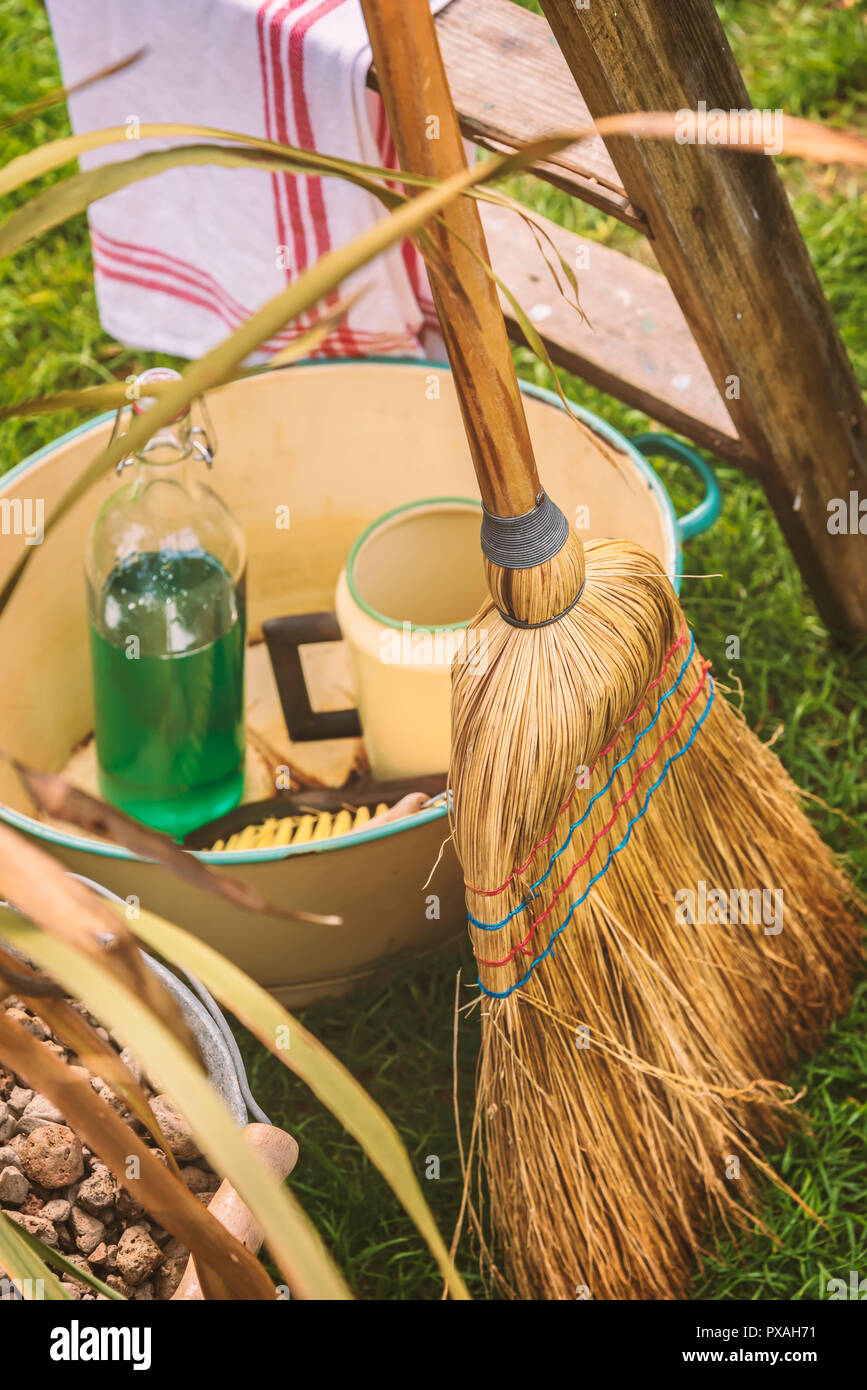Old fashioned cleaning tools Stock Photo - Alamy