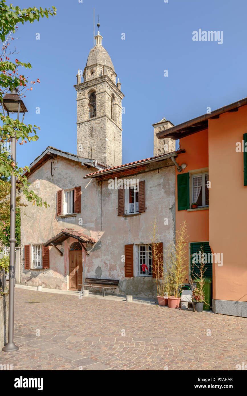 cityscape with old house and san Vito church belltower in village on ...