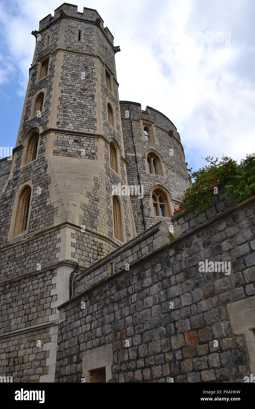 One of the towers at the wall of Windsor Castle. United Kingdom Stock ...