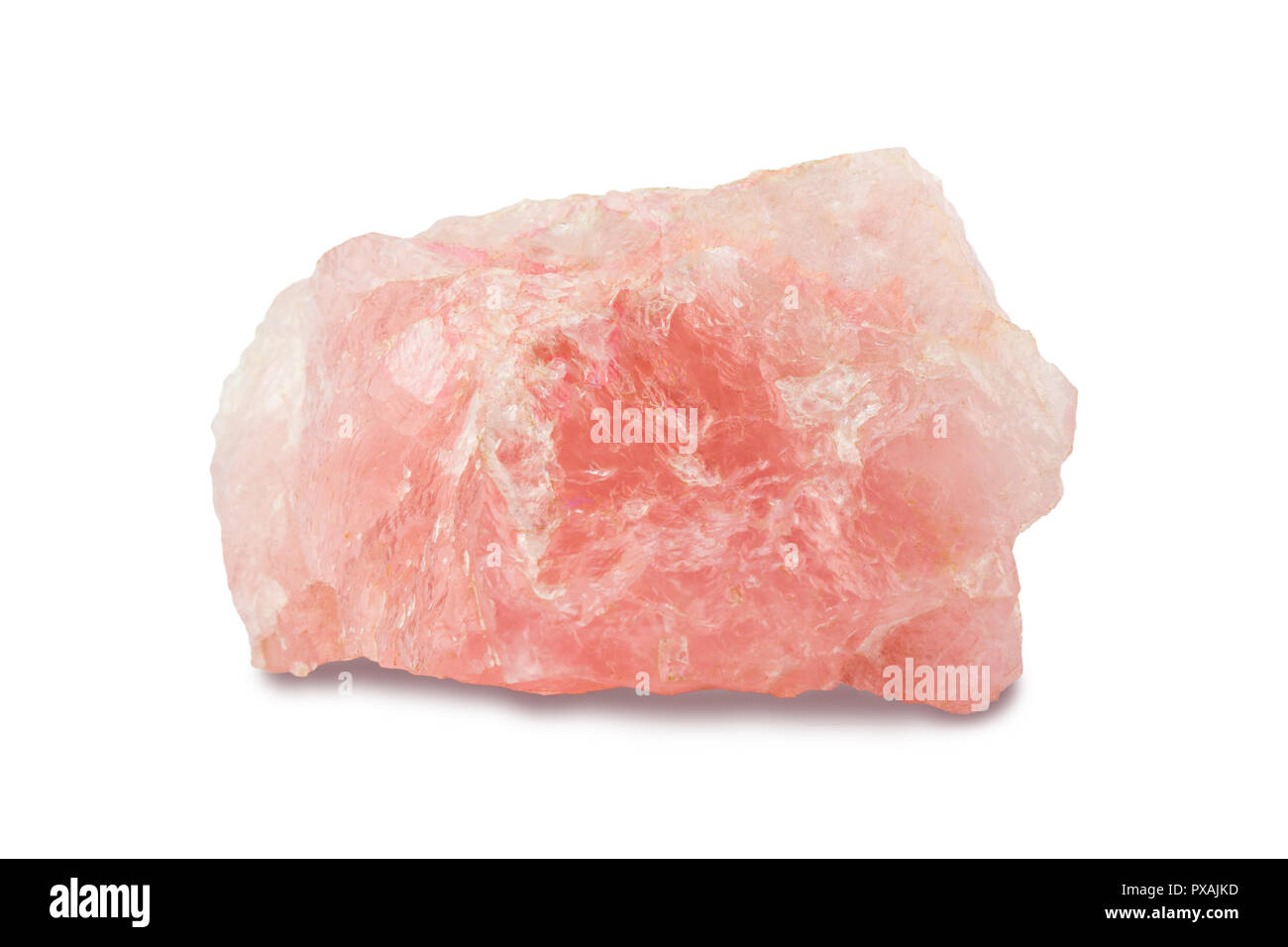 Rose quarts crystal uncut rock isolated on white background Stock Photo ...