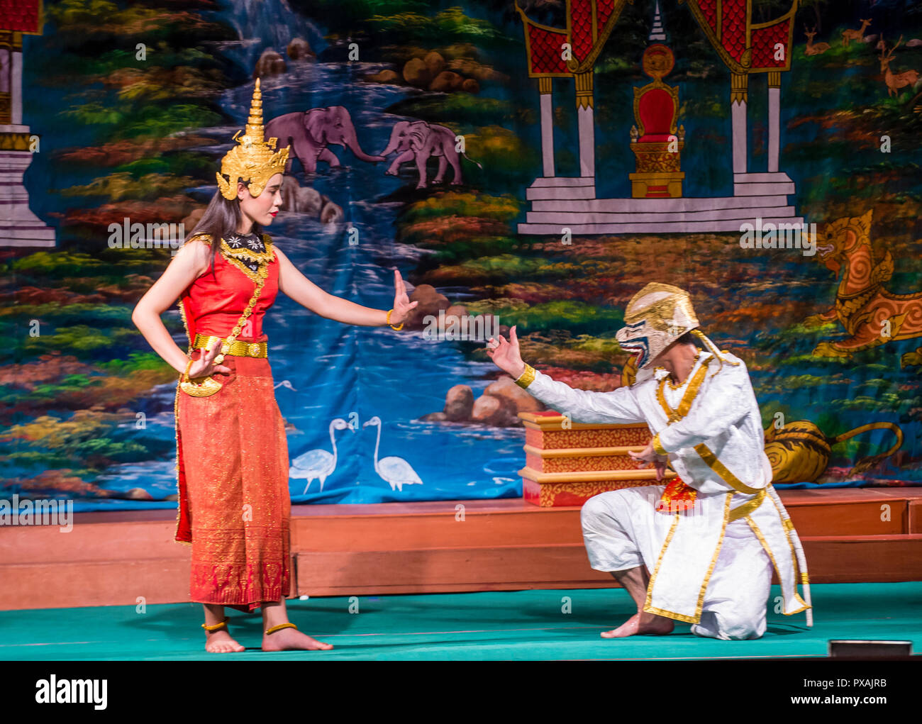 Laotian dancers perform in the Royal Ballet Theatre in Luang Prabang ...