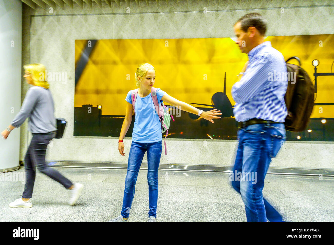 Palma, People passing in the corridor, walking airport Palma de ...