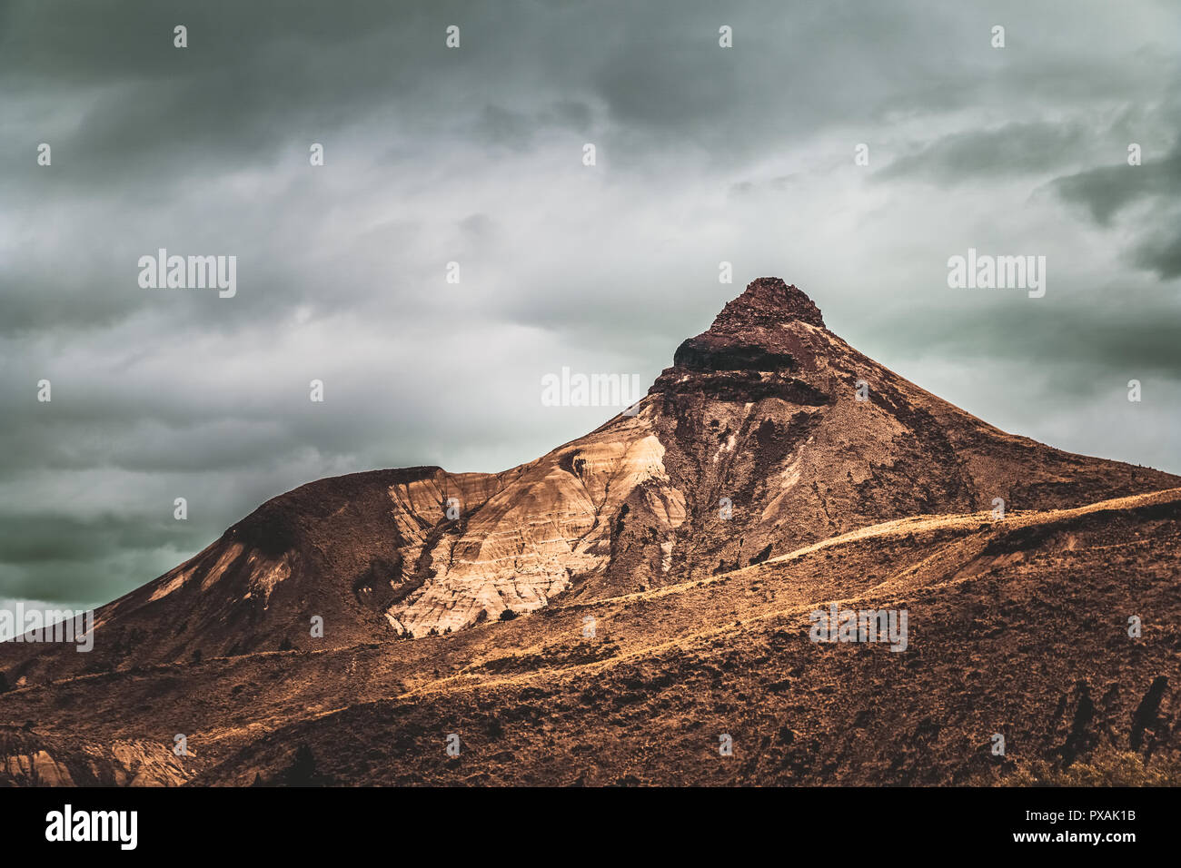 Sheep Rock on a stormy day, Sheep Rock Unit, John Day Fossil Beds ...
