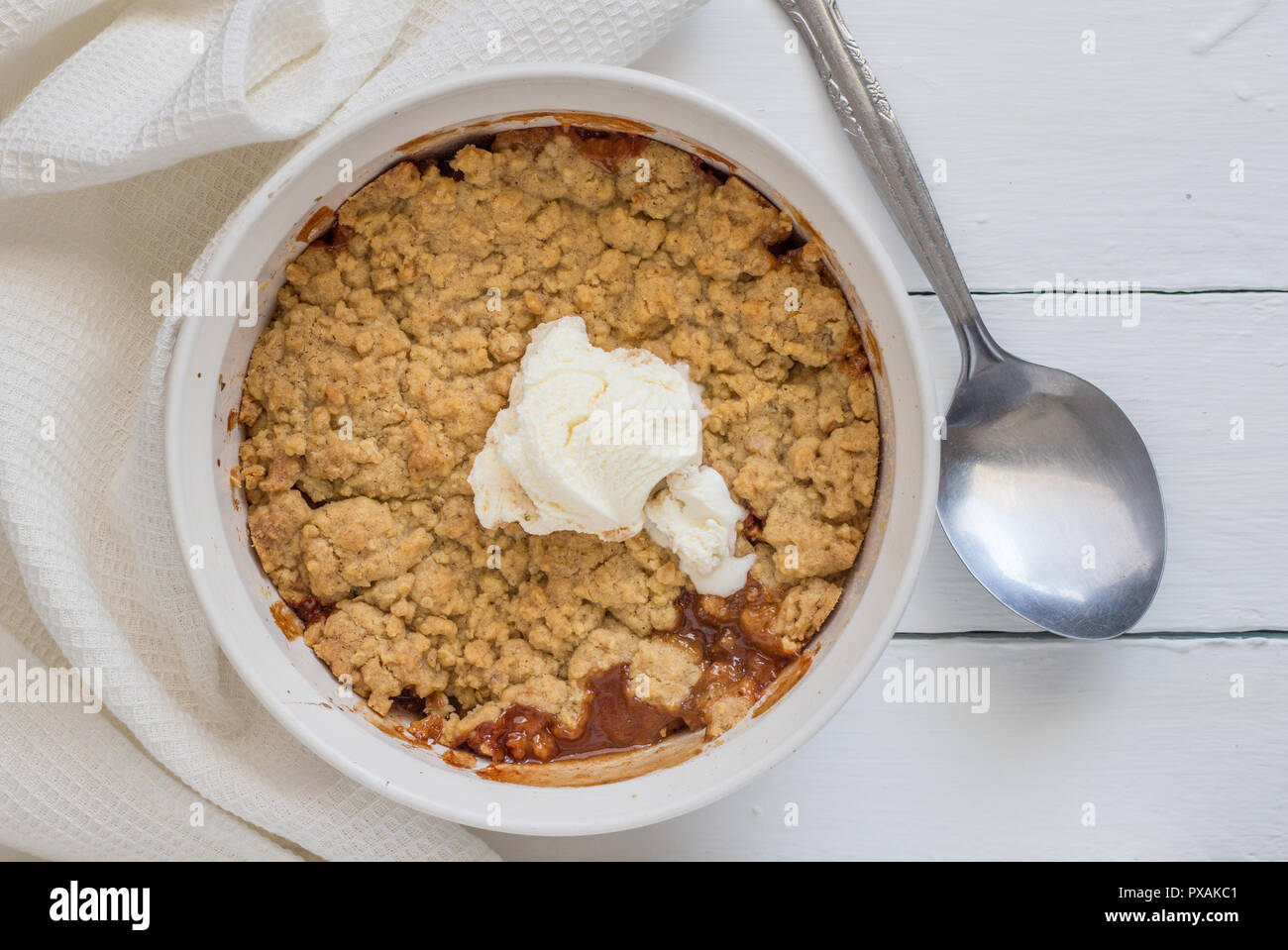 Apple crumble - Top view photograph Stock Photo - Alamy