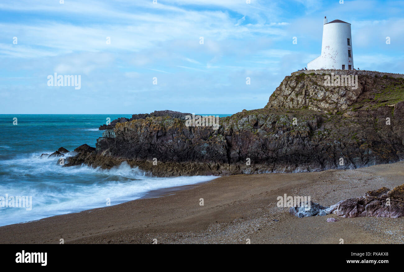 View of Twr Mawr Lighthouse on Llanddwyn Island, Newborough, Anglesey ...