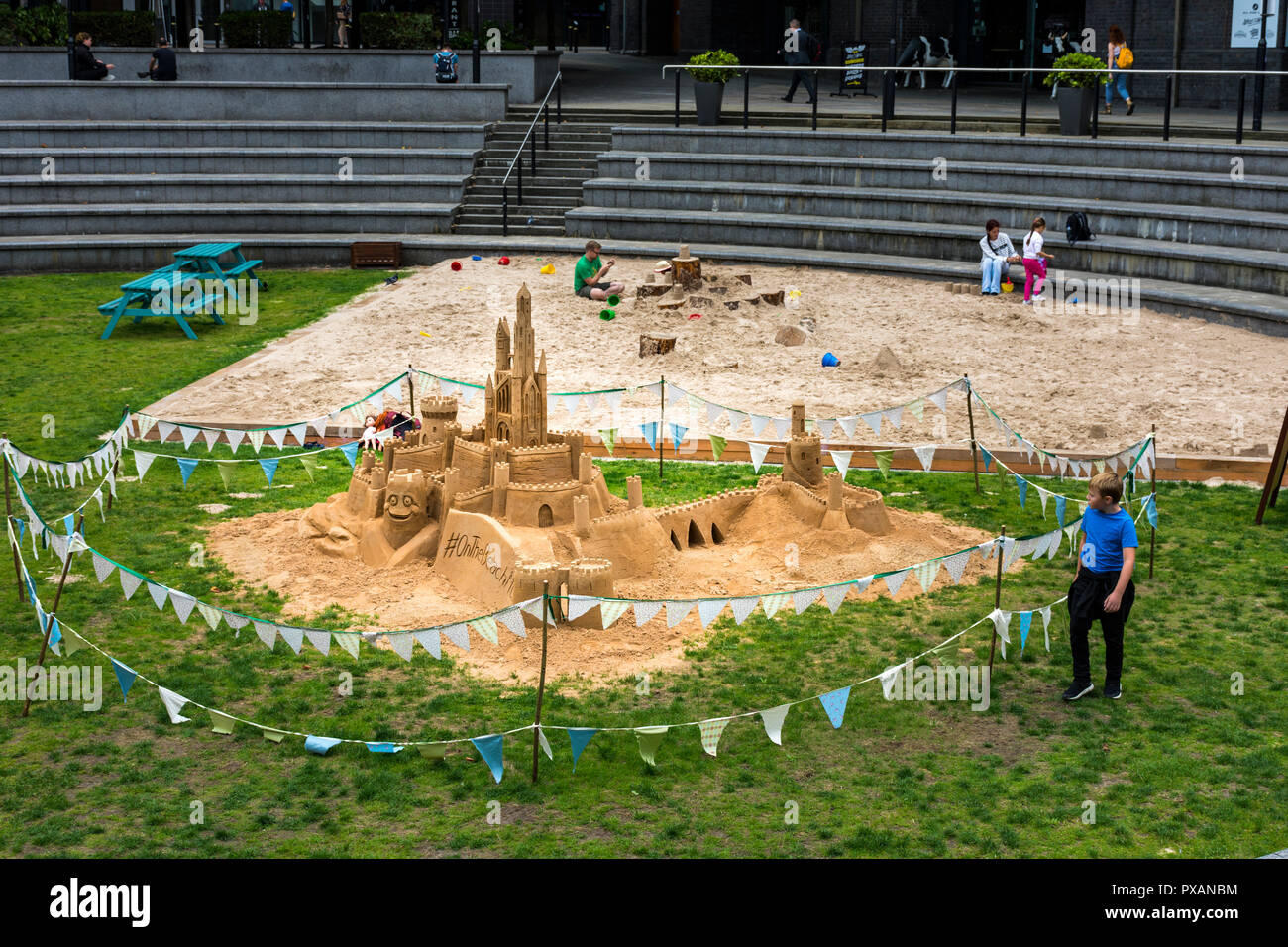 Sand castle display by #onthebeachMCR at Great Northern Square ...
