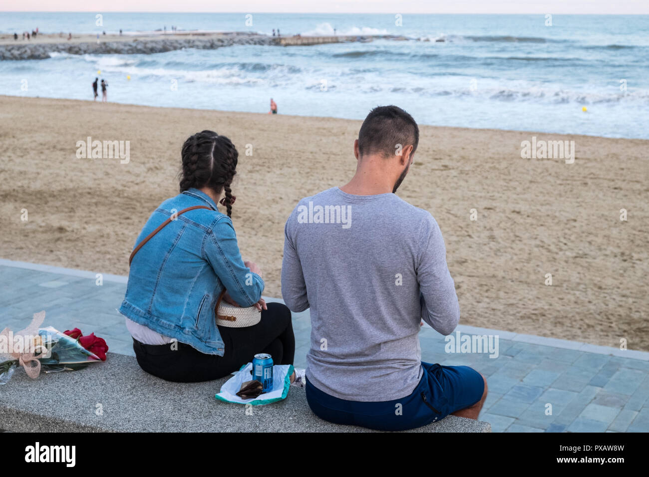 Barcelona spain beach promenade barceloneta hi-res stock photography ...