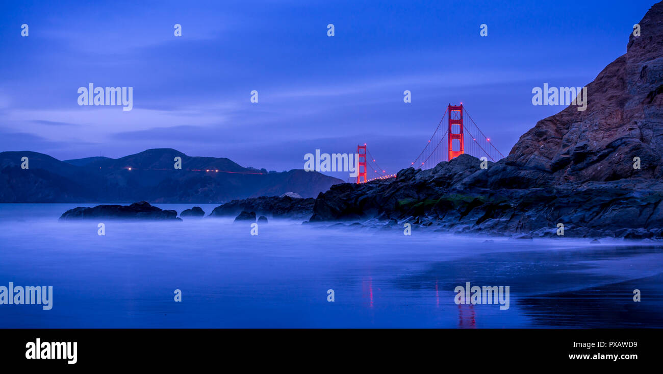 Golden Gate Bridge at blue hour Stock Photo - Alamy