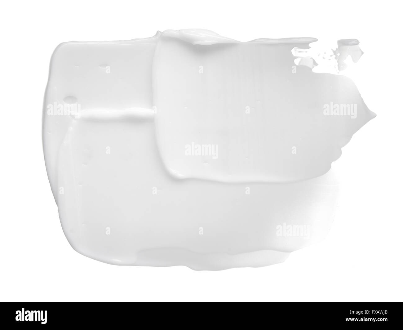 White smear of cosmetic cream or white acrylic paint isolated on white ...