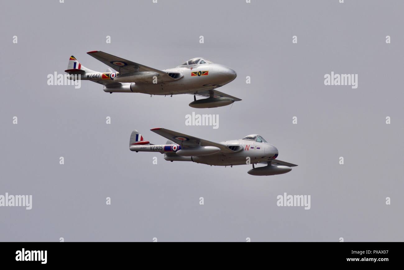 Two de Havilland Vampire jets operated by the Norwegian Air Force ...
