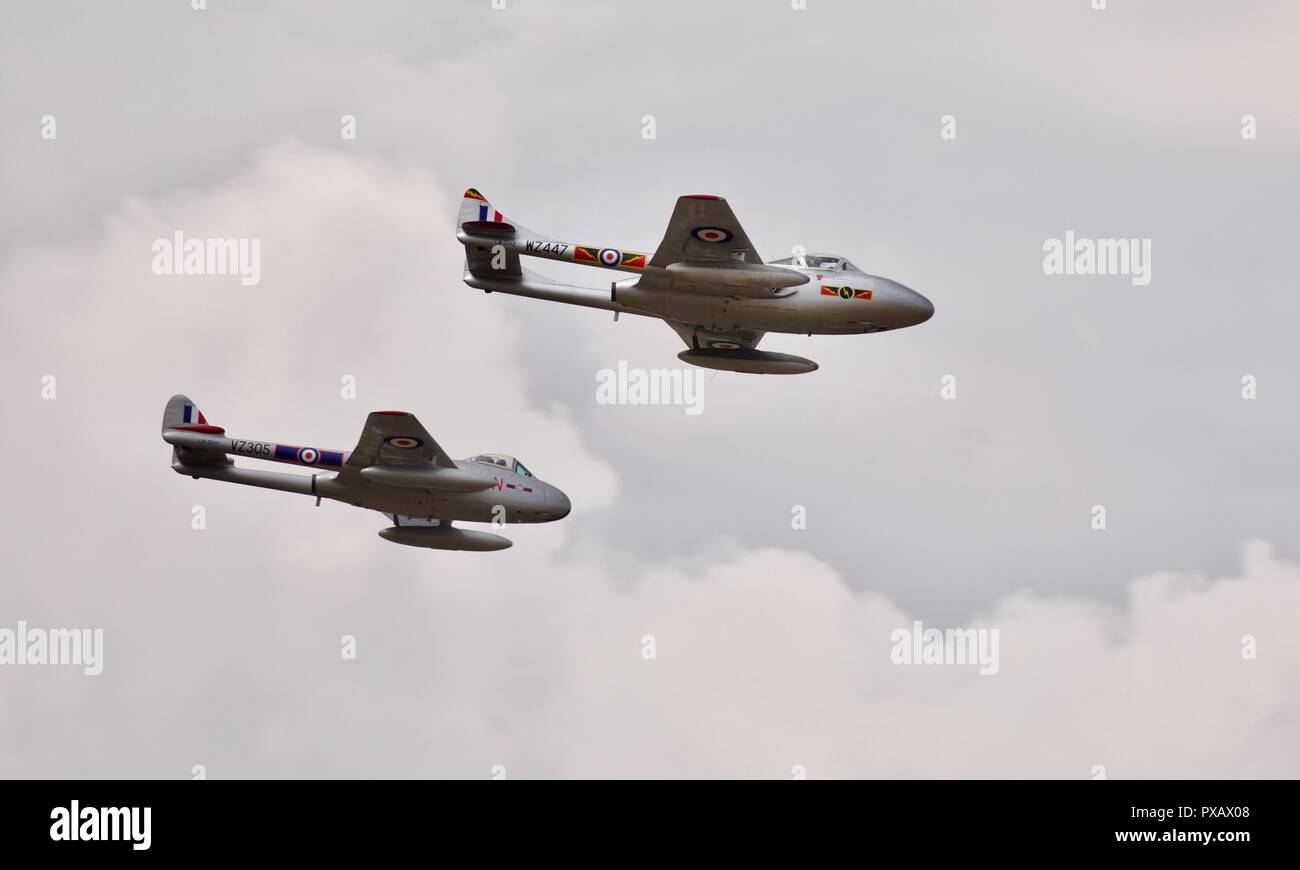 Two de Havilland Vampire jets operated by the Norwegian Air Force ...