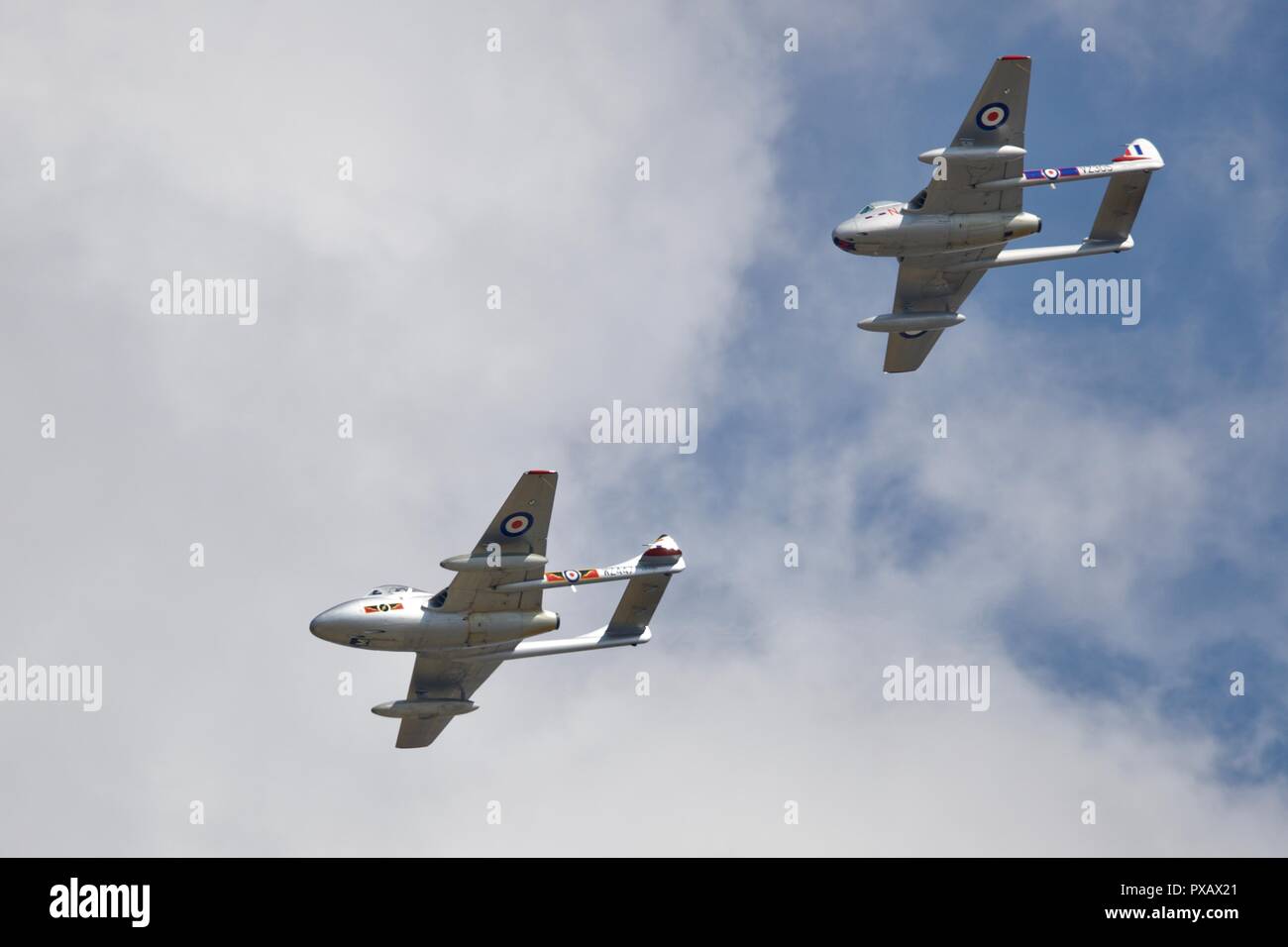Two de Havilland Vampire jets operated by the Norwegian Air Force ...