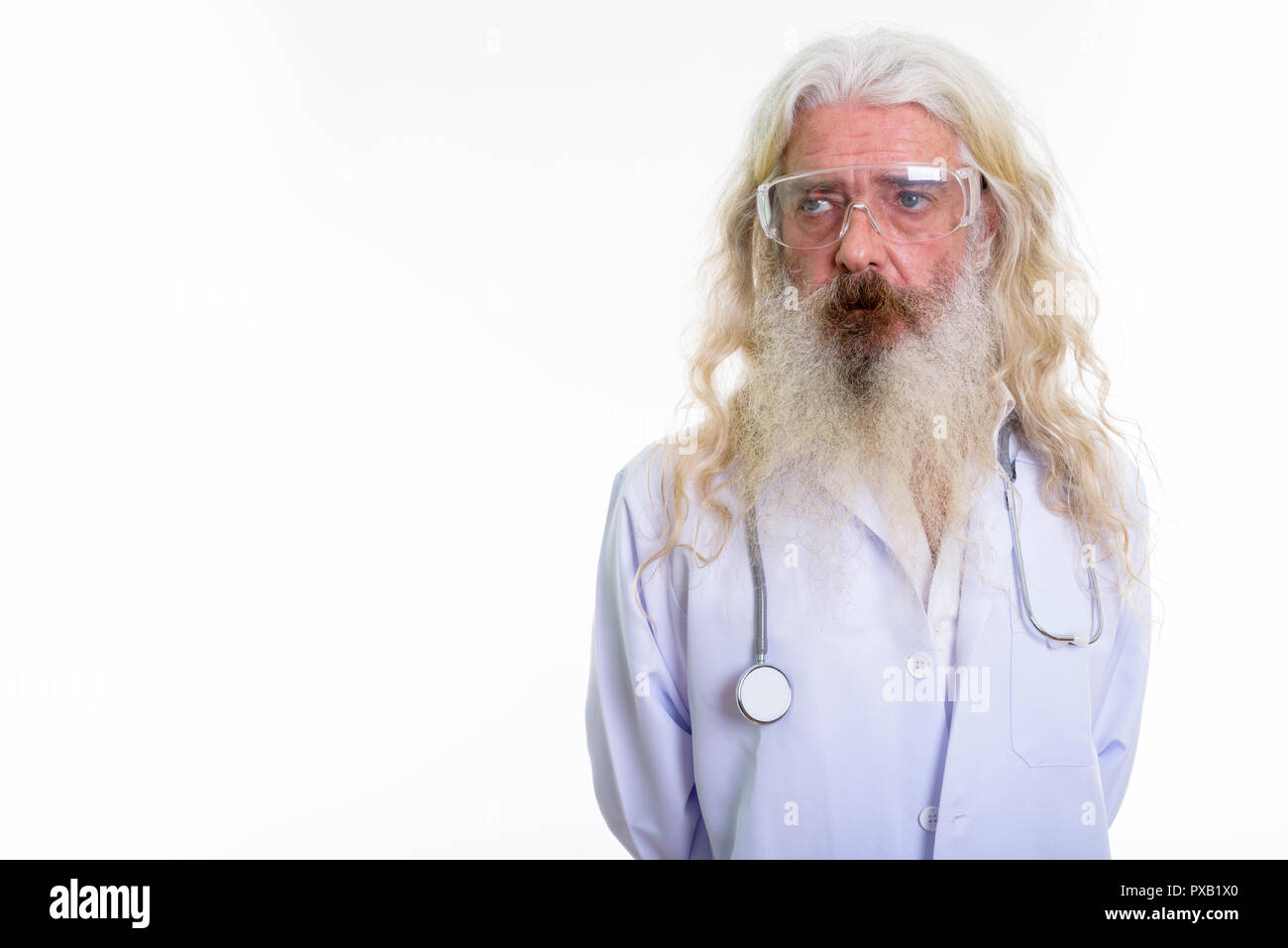 Bearded man wearing white lab hi-res stock photography and images - Alamy