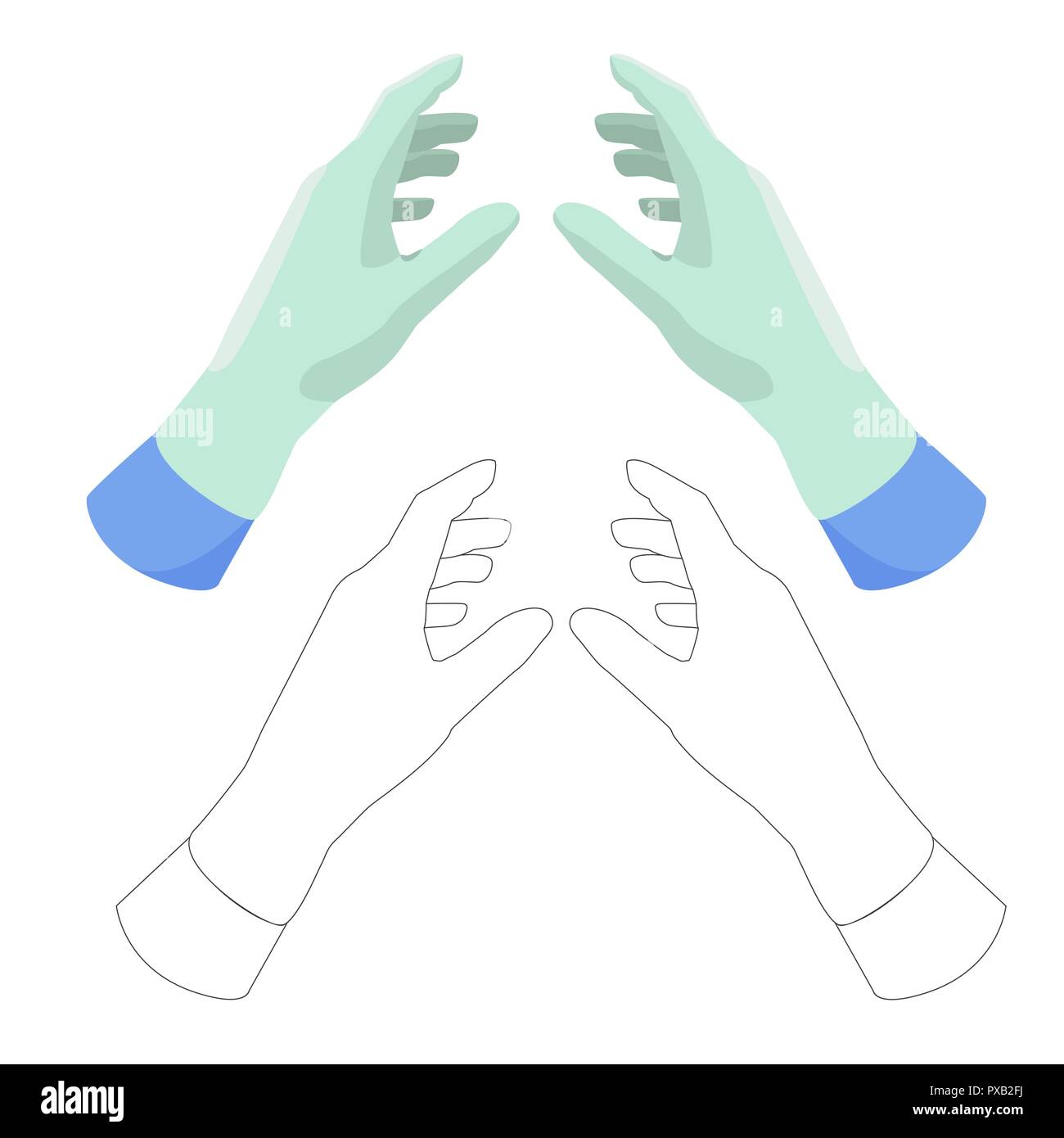 Hands wearing surgical rubber gloves Stock Vector Images - Alamy