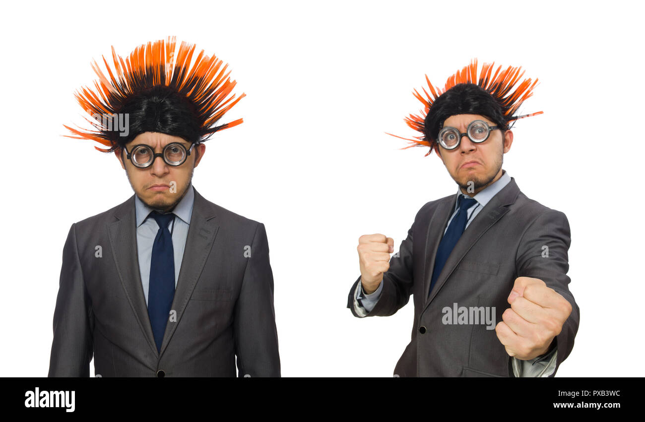 Funny man with mohawk hairstyle Stock Photo - Alamy