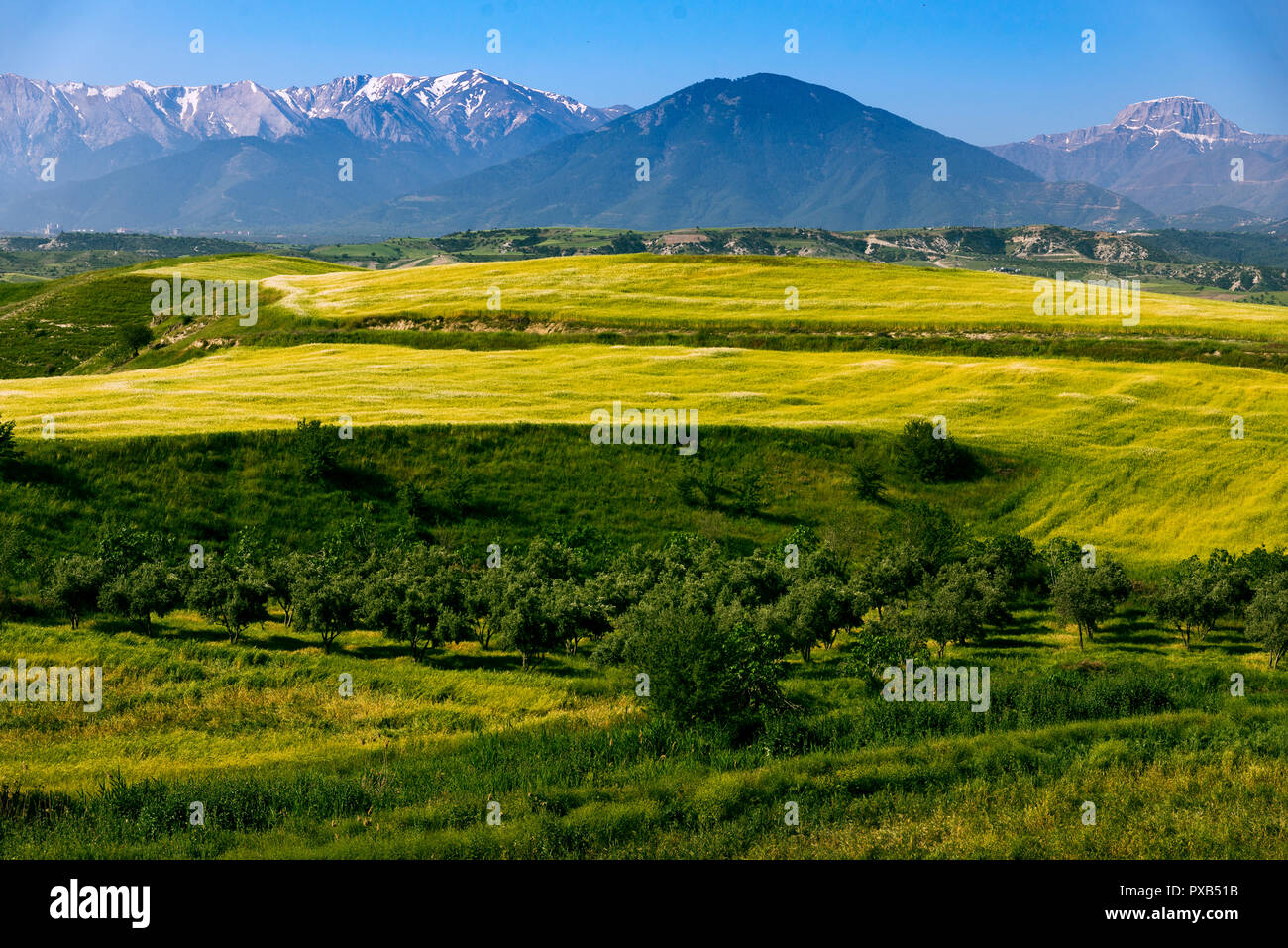 Landscape with mountains and hills Stock Photo - Alamy