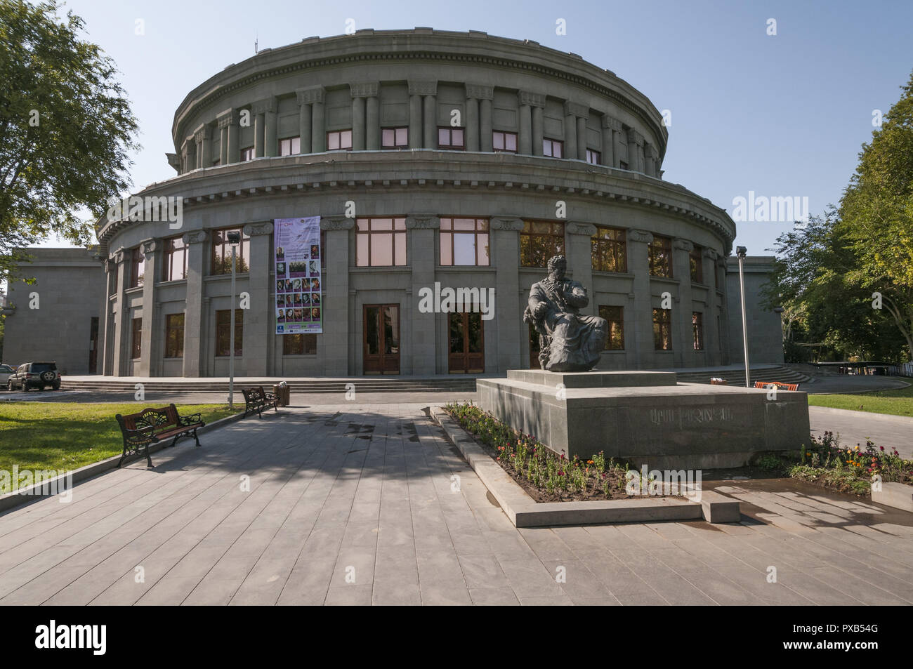 Armenia, Yerevan, Freedom Sq, Armenian Opera House with monument to ...