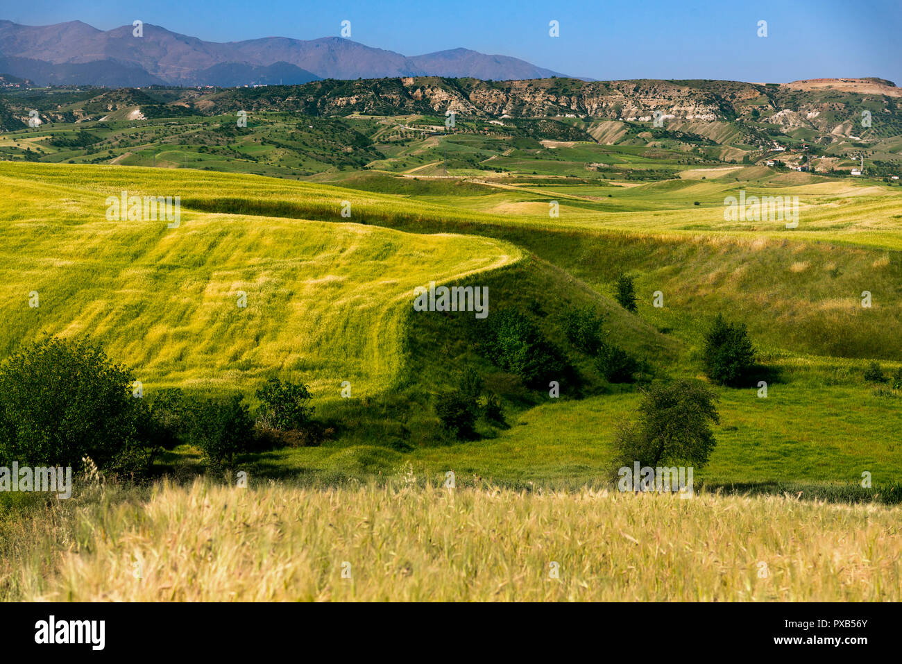 Landscape with mountains and hills Stock Photo - Alamy