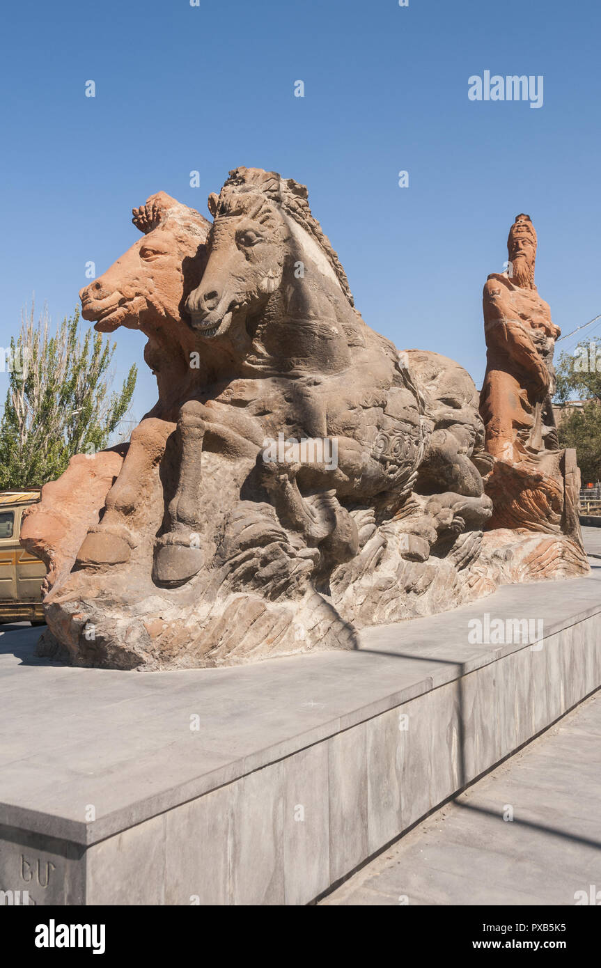 Armenia, Yerevan, Erebuni Fortress, statues at base of entry hill Stock ...
