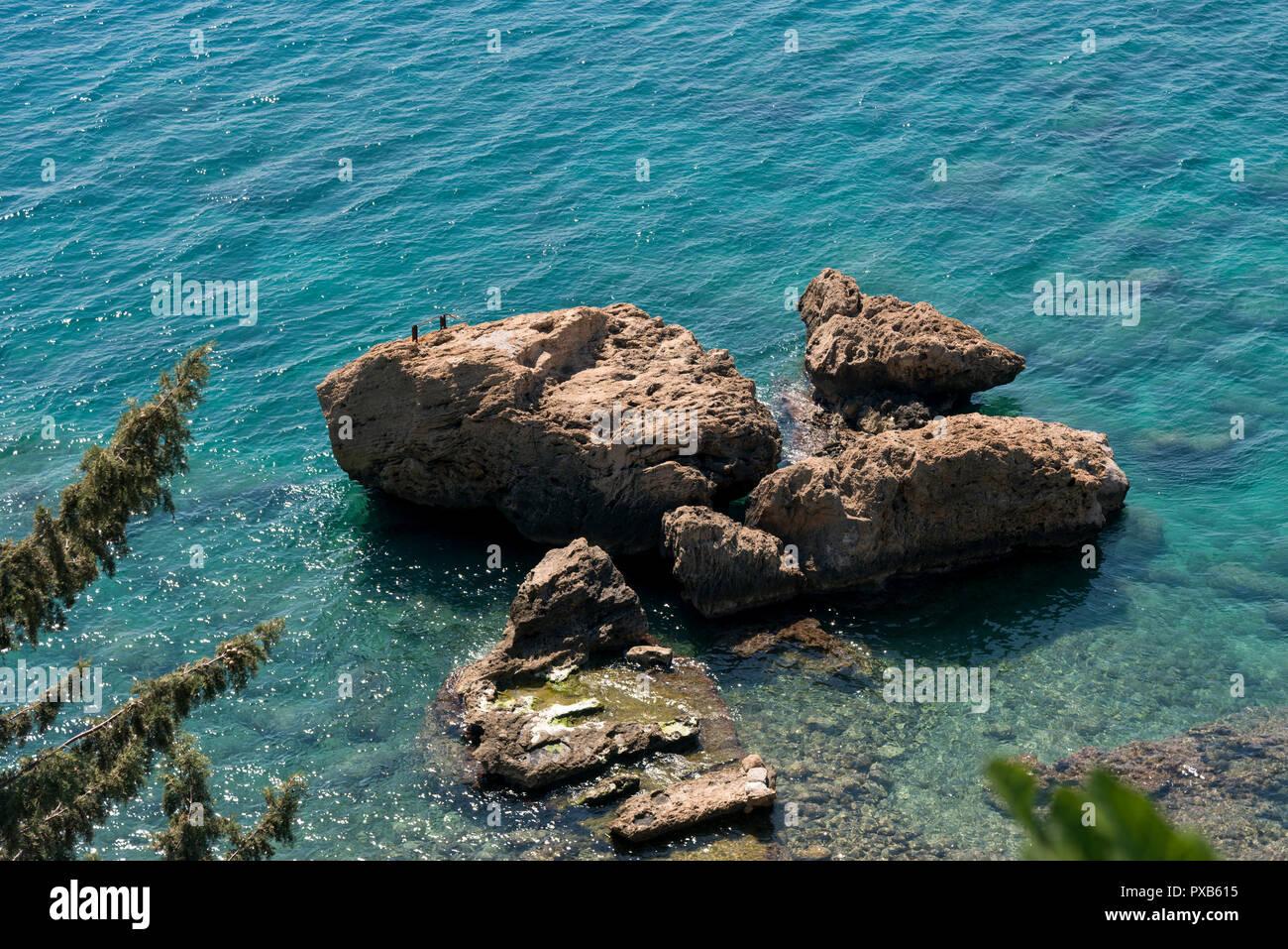 Rocks in the sea from top view Stock Photo - Alamy