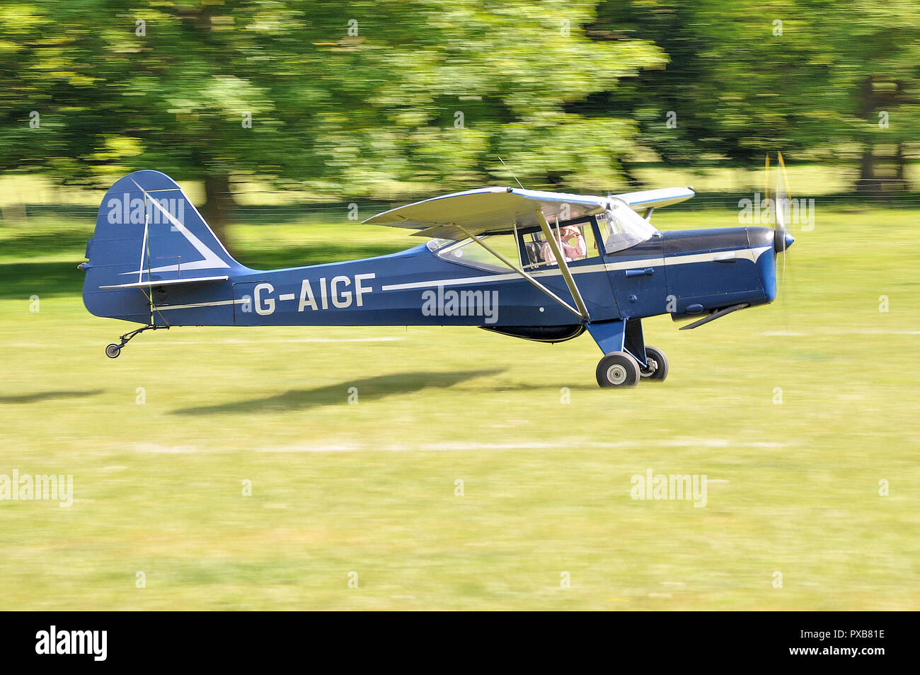 Auster J1N Alpha plane taking off at Henham Park countryside grass ...