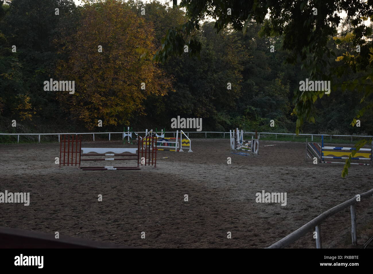 horse show jumping obstacles Stock Photo - Alamy